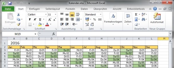 Einen Jahreskalender mit Excel erstellen – netticle education